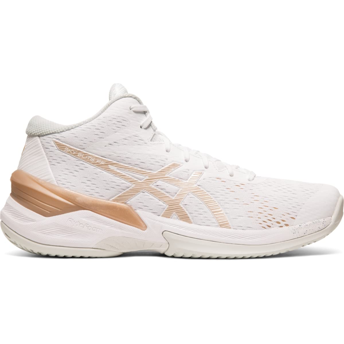 ASICS Women's Sky Elite FlyteFoam Mid Top Court Shoes, 13, White/Frosted Almond