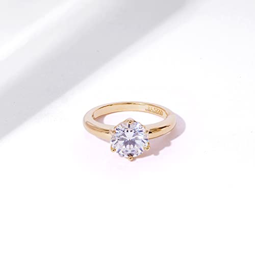 Amazon Essentials Amazon Colelction Platinum-Plated Sterling Silver Infinite Elements Cubic Zirconia Round Solitaire Ring, Yellow-gold-plated, Size 6 (previously Amazon Collection)