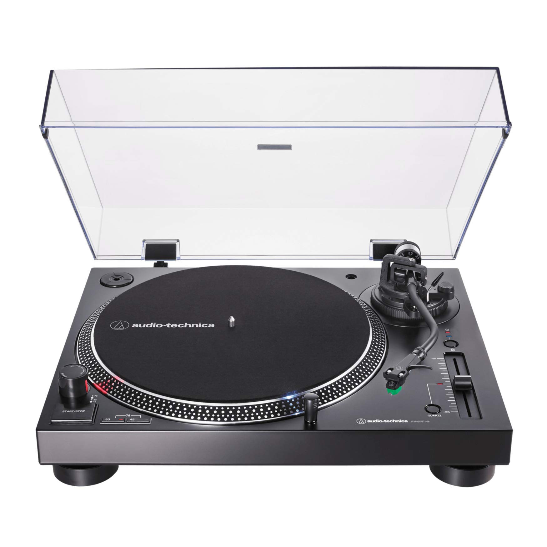 Audio Technica AT-LP120XBT-USB Bluetooth Wireless Direct-Drive USB Turntable Bundle with Bluetooth Monitor Speakers, and Turntable Stylus Scale (3 Items)