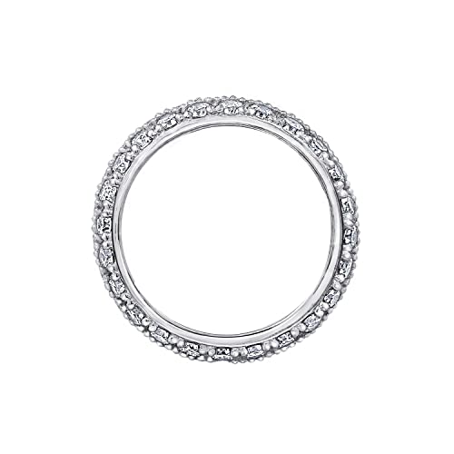 Amazon Collection Platinum-Plated Sterling Silver 3 Row Pave Ring set with Round Infinite Elements Cubic Zirconia (3.45 cttw), Size 7