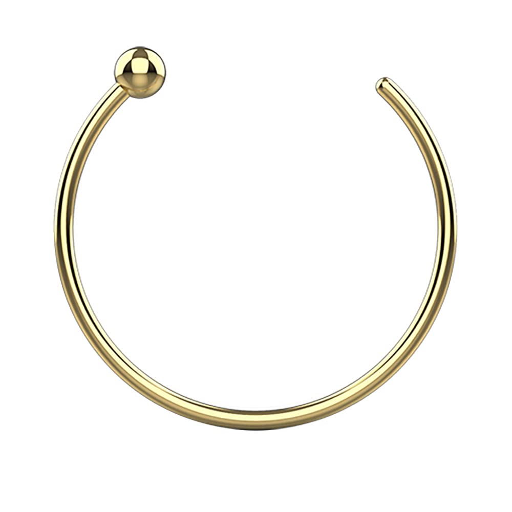 AtoZ Piercing 9KT Solid Yellow Gold 22 Gauge (0.6MM) - 5/16 (8MM) Length Half Nose Hoop Ring Nose Jewelry