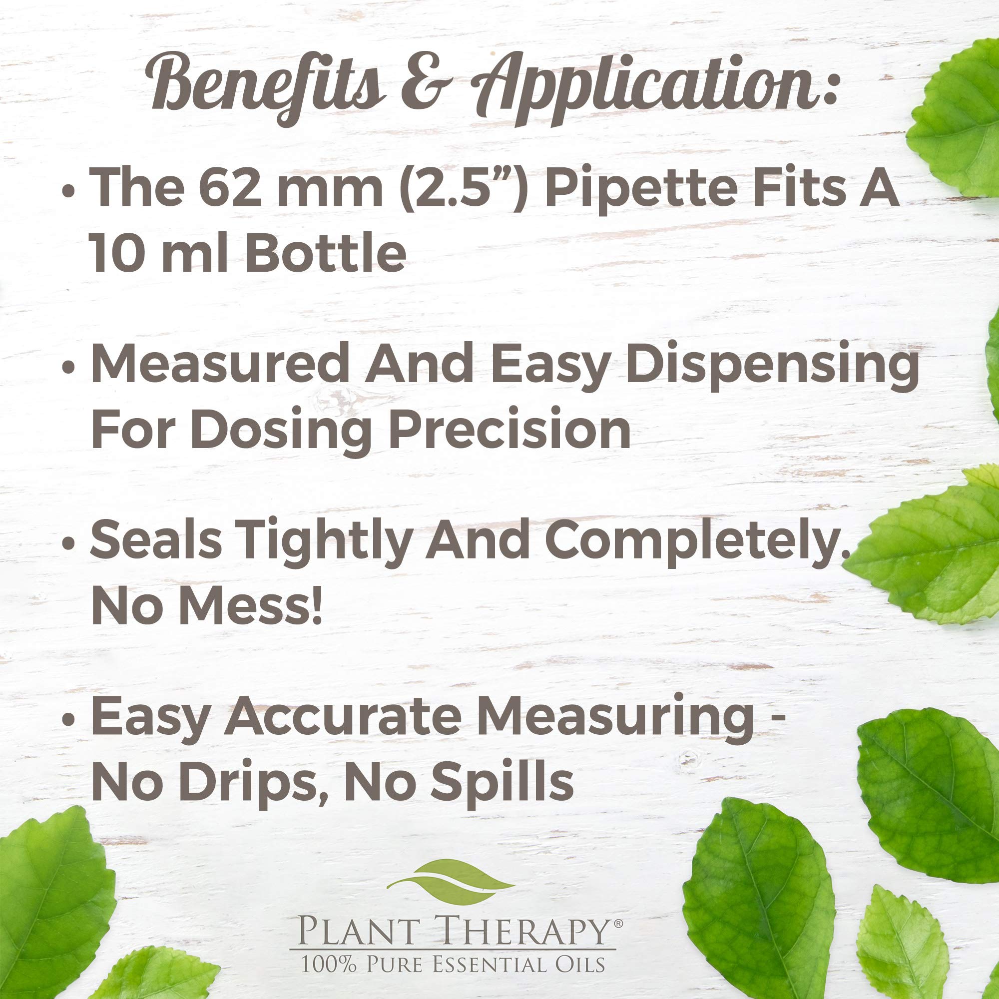 Plant Therapy Glass Droppers, 4 Pack | Use With 10 mL Essential Oil Bottle | Black Bulb Polypropylene Plastic Cap With Straight Glass Pipette Dropper, Tamper Evident Seal