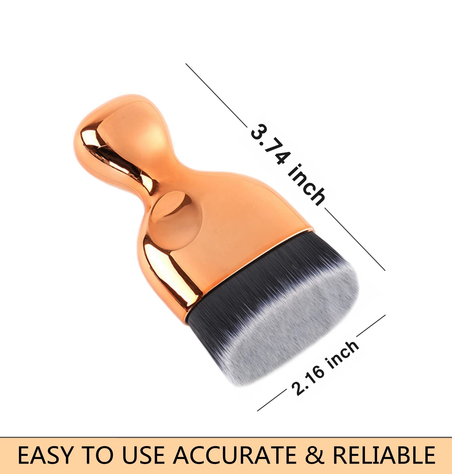Angled Foundation Kabuki Brush High Density Face Body Kabuki Makeup Brush for Liquid Foundation Powder Cream Contour Buffing Stippling Blending (Gold)