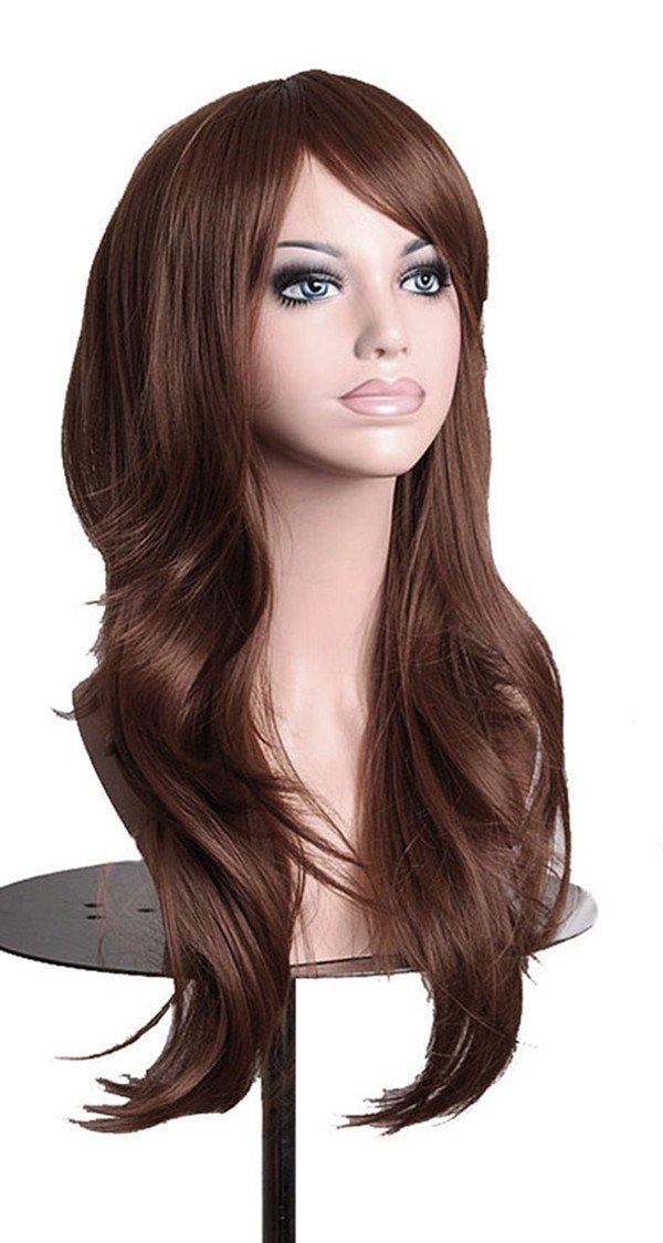 AneShe Wigs 28" Long Wavy Hair Heat Resistant Cosplay Wig for Women (Dark Brown)