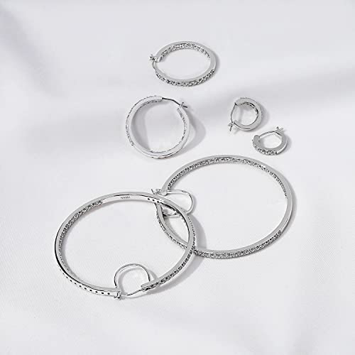 Amazon Essentials Platinum-Plated Sterling Silver Infinite Elements Cubic Zirconia Round Hoop Earrings (2" Diameter) (7 cttw), (previously Amazon Collection)