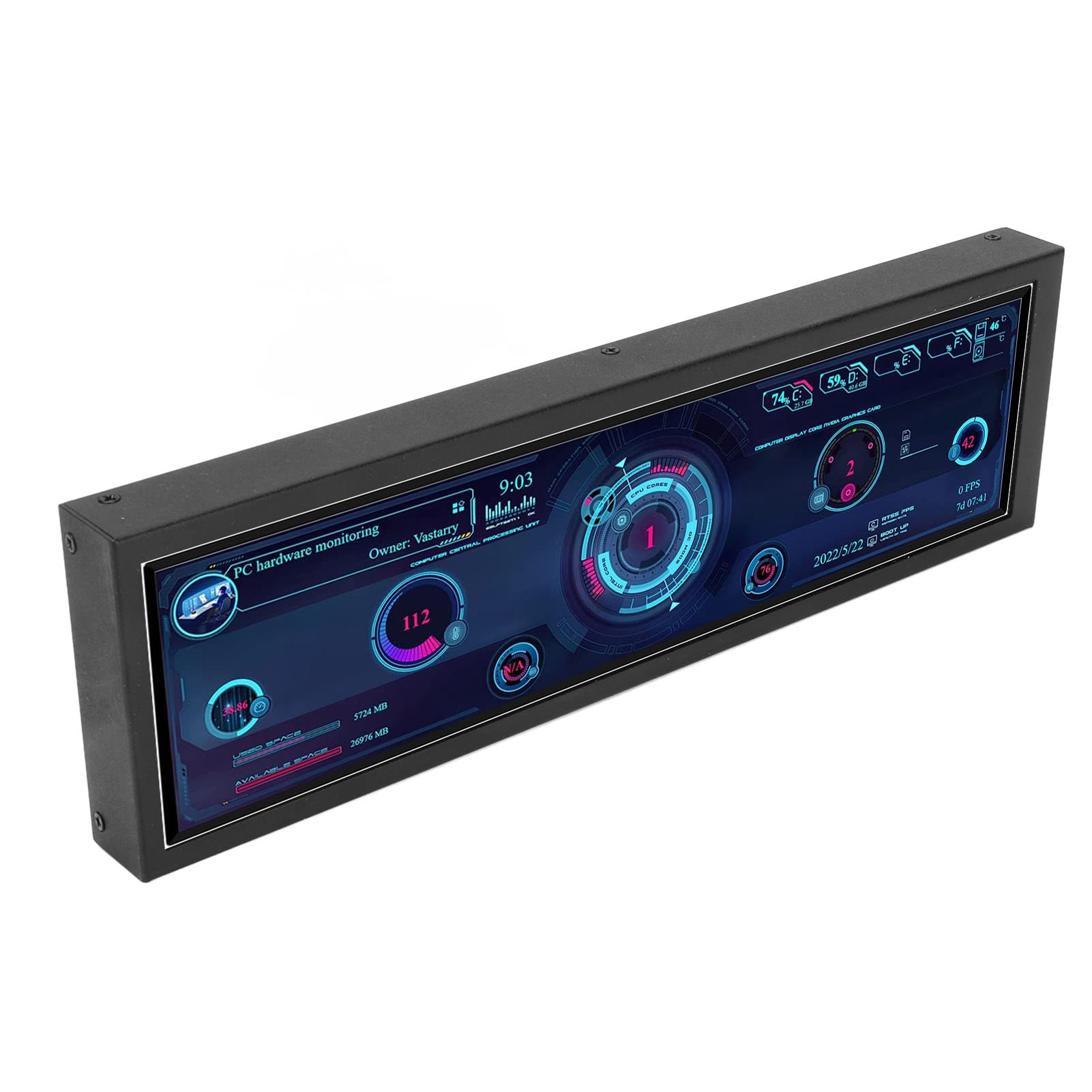 Bewinner 8.8 Inch AIDA64 PC CPU RAM HDD Data Monitor, 8.8 Inch CPU Hardware Temperature Monitor 1920x480 LCD Screen for PC ARGB Computer case Secondary Screen