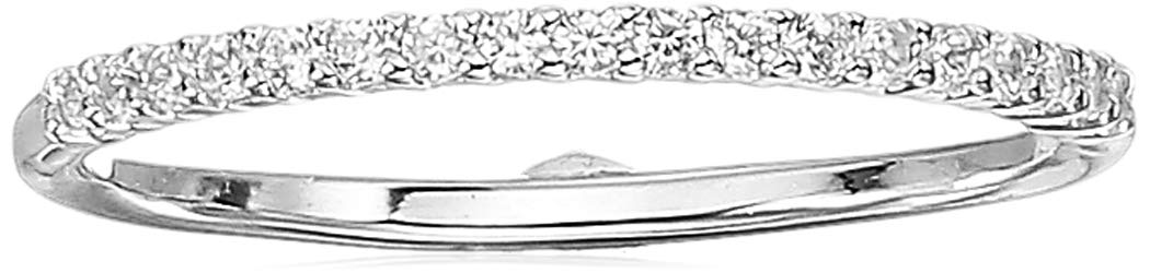 Amazon Essentials Rhodium Over Sterling Silver Cubic Zirconia Fashion Band Stackable Ring, Size 9 (previously Amazon Collection)