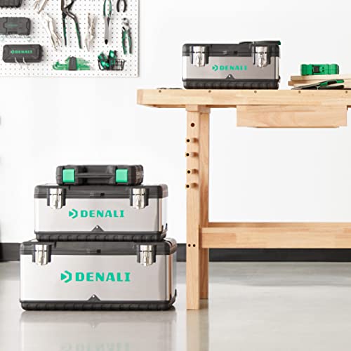 Amazon Brand - Denali Tool Box with Metal Latches, 23.3 x 11.0 x 10.8 in, Black