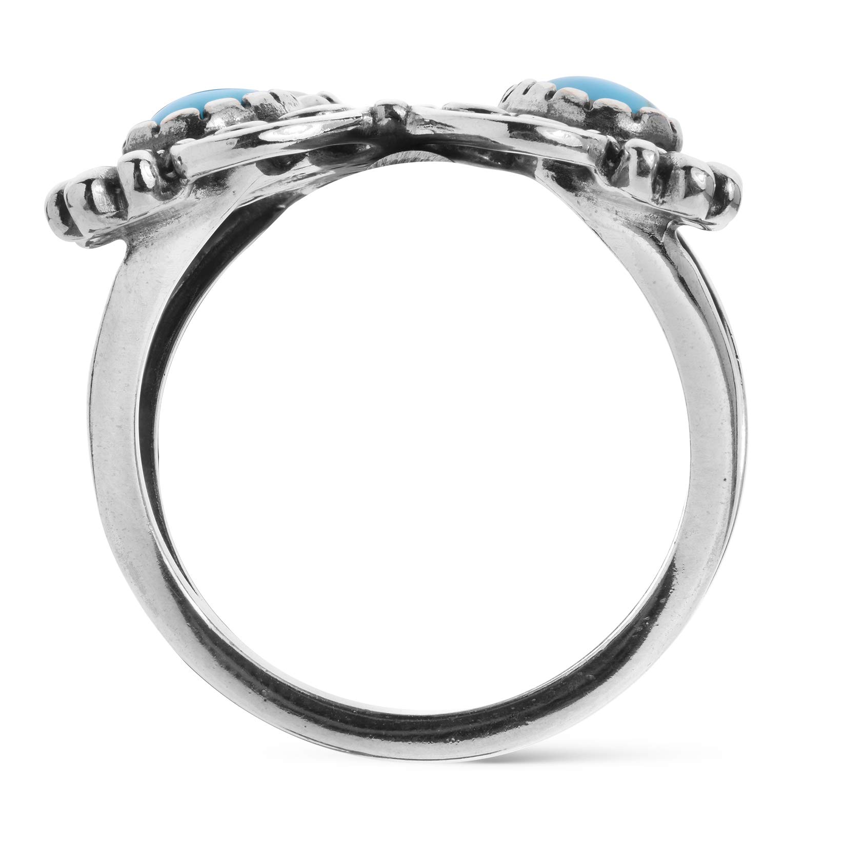 American West Sterling Silver Blue Turquoise and White Mother of Pearl Gemstone Butterfly Ring Size 06