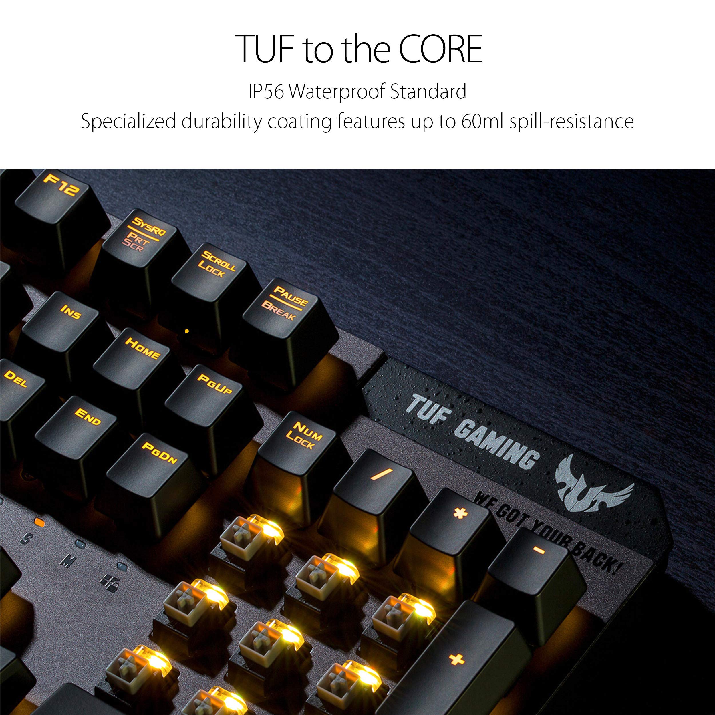 ASUS Optical-Mechanical Compact Gaming Keyboard - RA03 TUF K7 PC Gaming Keyboard, Linear Switches, 25X Faster, Magnetic Wrist Rest, IP56 Waterproof Standard