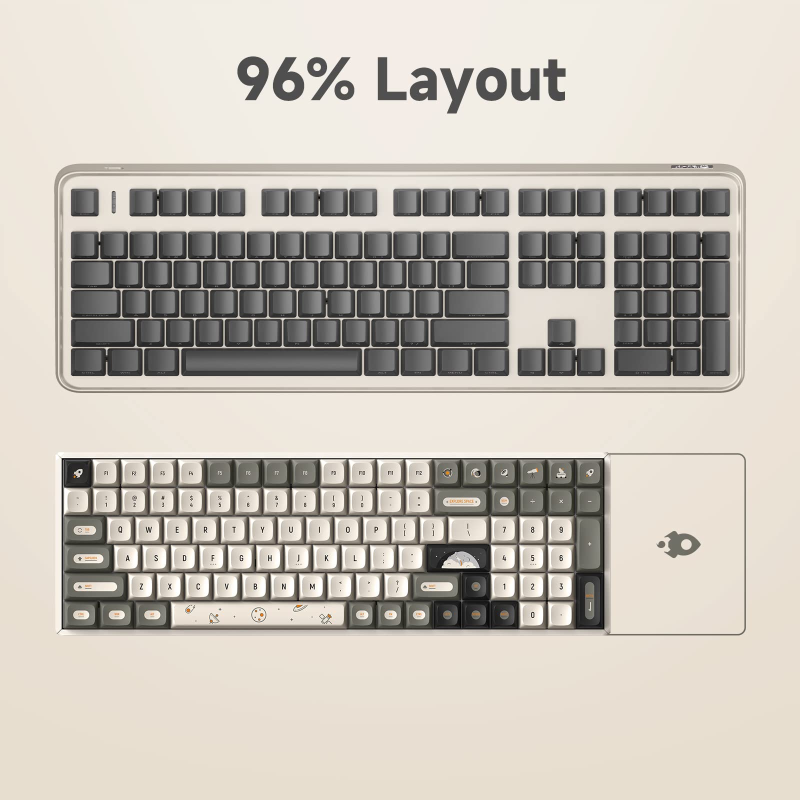 iQunix F97 Hitchhiker Gaming Keyboard, 96% Layout 100 Keys 2.4G & Bluetooth 5.1 Wireless Hot Swappable Mechanical Keyboard with Cherry MX Brown Switch for Windows/Mac/Android/iOS