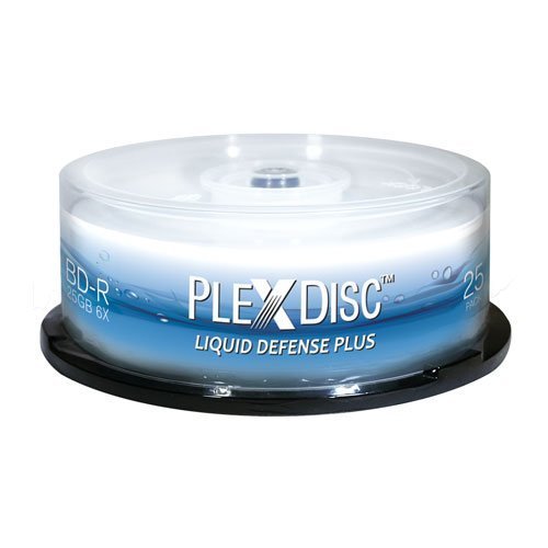 PlexDisc 6x 25GB Liquid Defense Plus Glossy White Inkjet Printable BD-R. 25 Disc Spindle by Optical Quantum