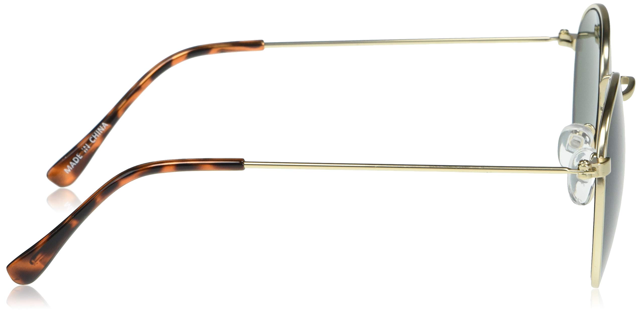 Amazon Essentials Unisex Metal Round Sunglasses, Gold/Green Mono, 51