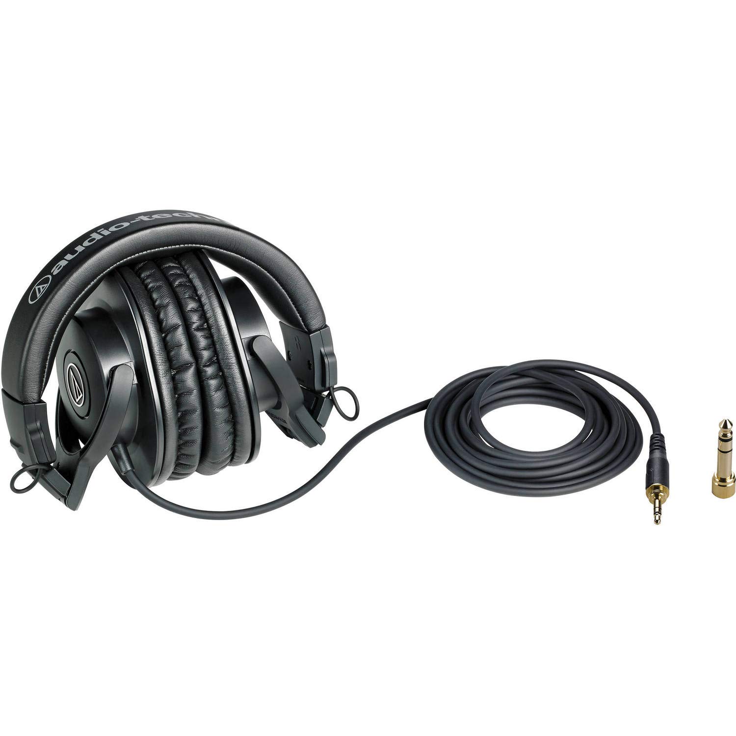 Audio-Technica ATH-M30x Closed-Back Monitor Headphones (Black) + Headphone Case + 1/4 inch TRS Extension Cable + Cloth β Deluxe Headphone Bundle