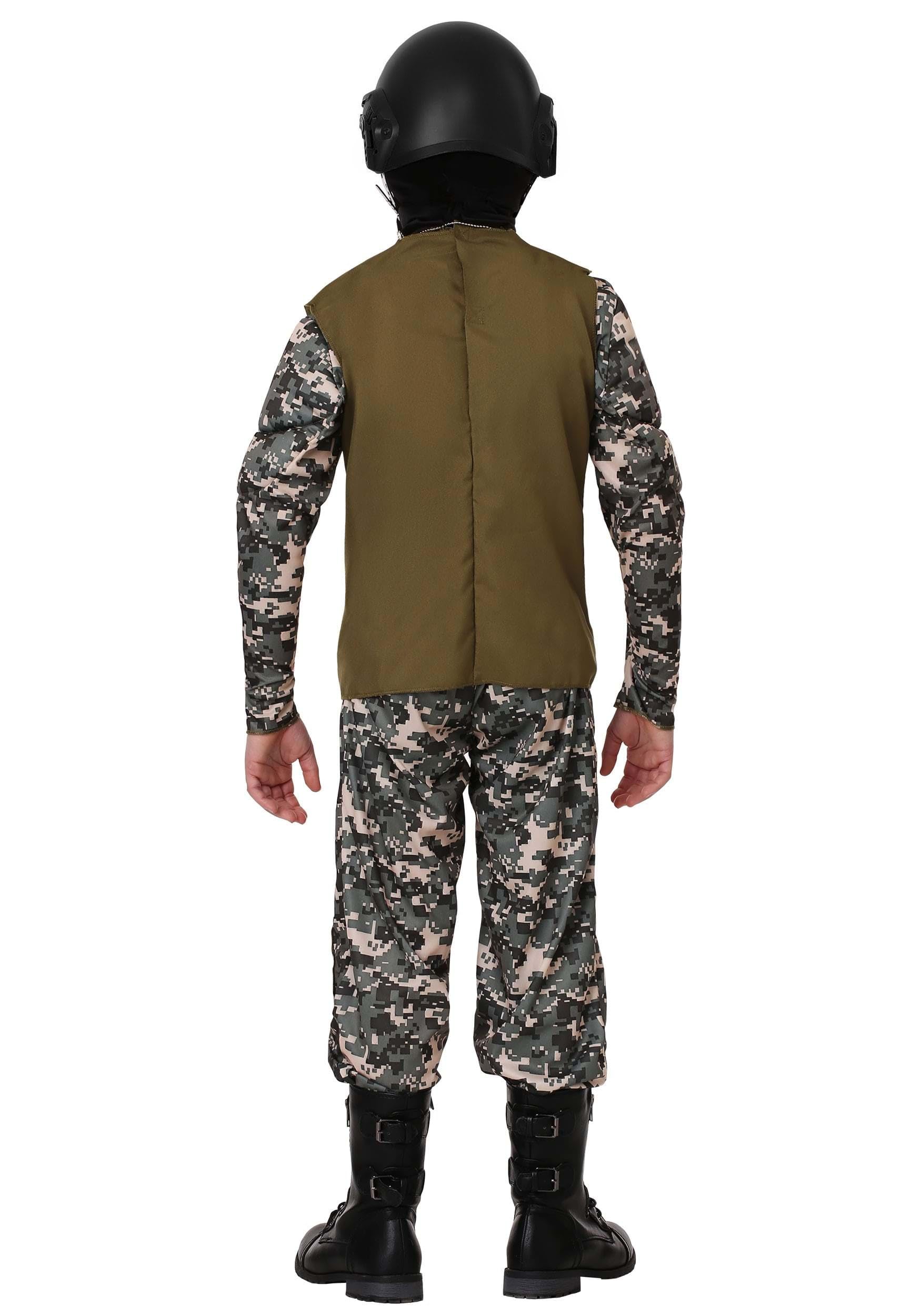 Kids Camo Trooper Costume Tactical Vest Camouflage Army Bundle w/Gloves
