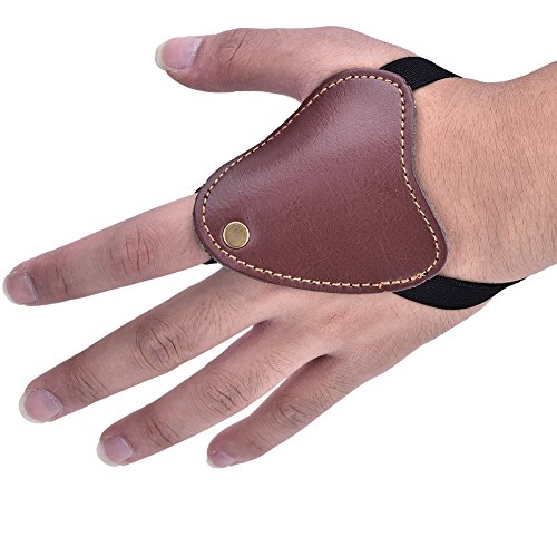 Archery Protective Gloves, Quality Microfiber and PU Archery Finger Hunting Hand Guard Shooting Left hand Protector(Brown)