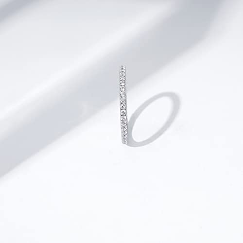 Amazon Essentials Platinum-Plated Sterling Silver Infinite Elements Cubic Zirconia Clear Round Cut Eternity Band Ring, Size 7, (previously Amazon Collection)