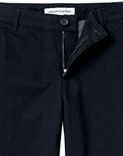 Amazon Essentials Women's Classic Straight-Fit Stretch Twill Chino Pant, Black, 10