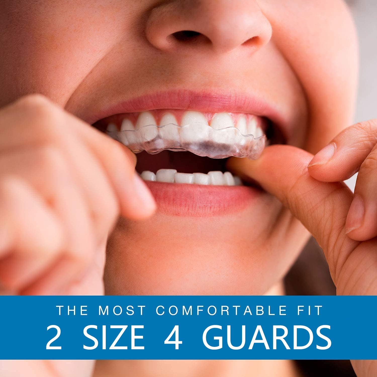 BOPONA Mouth Guard, 4 Pack Moldable Mouth Guard for Clenching Teeth at Night with Hygiene Case, Night Guard for Teeth Grinding (2 Regular & 2 Heavy Duty)