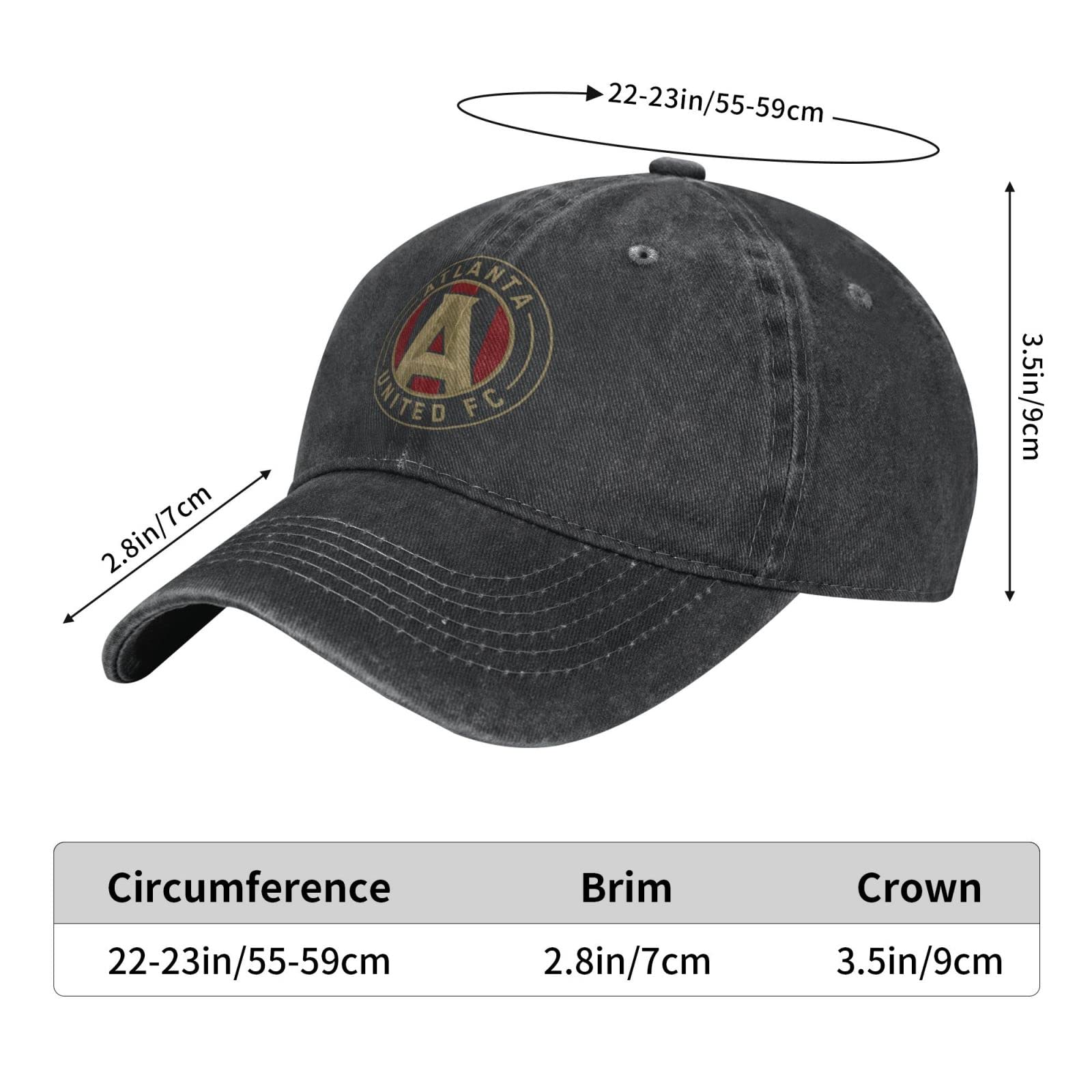 Atlanta United Cap Adult Adjustable Classic Casquette Denim Hat for Outdoor Black