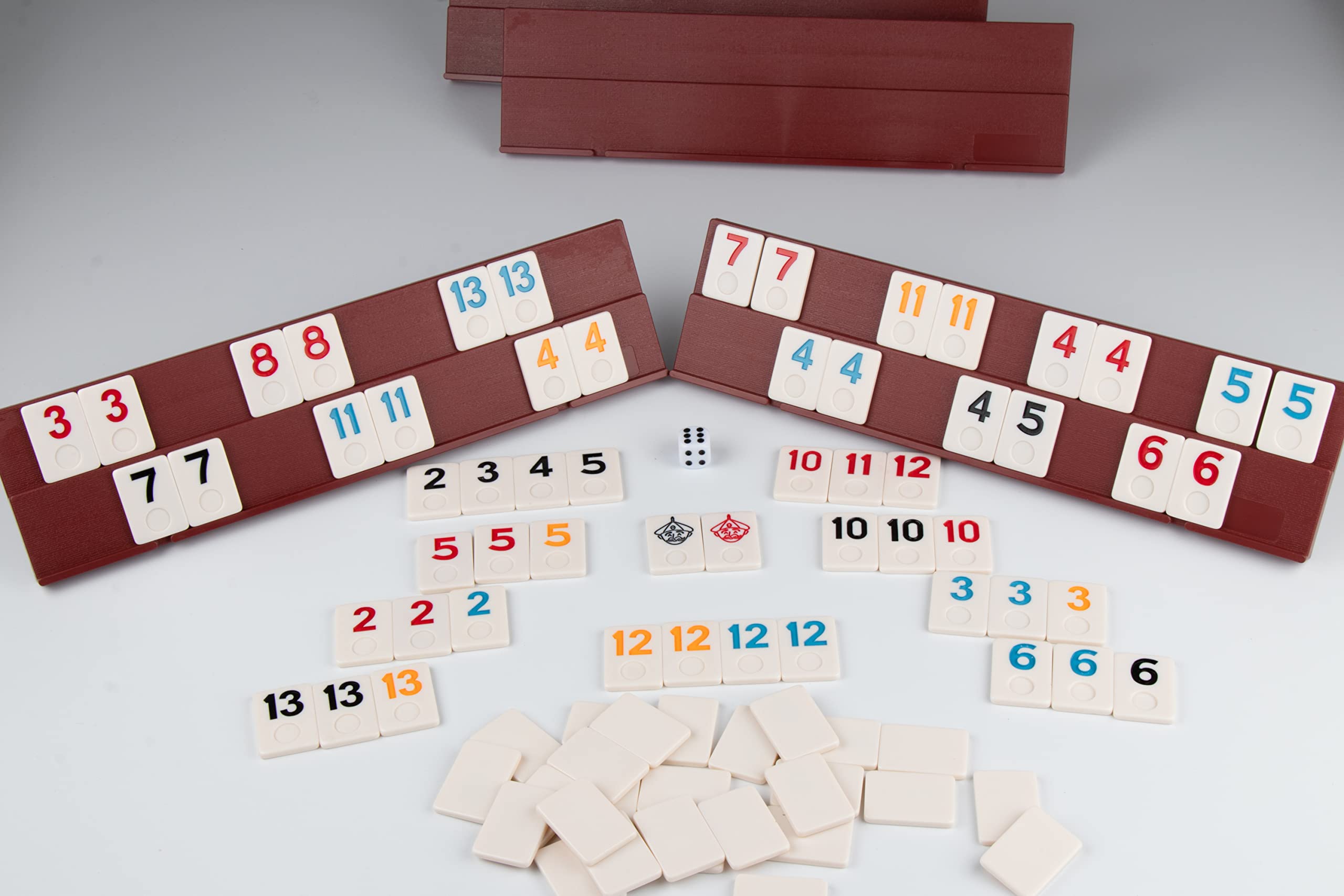 Doublefan Rummy 106 Tiles Large Rummy with 4 Sturdy Racks& Instructions Rummy Tiles with Aluminum Case Suit for 2-4 Players