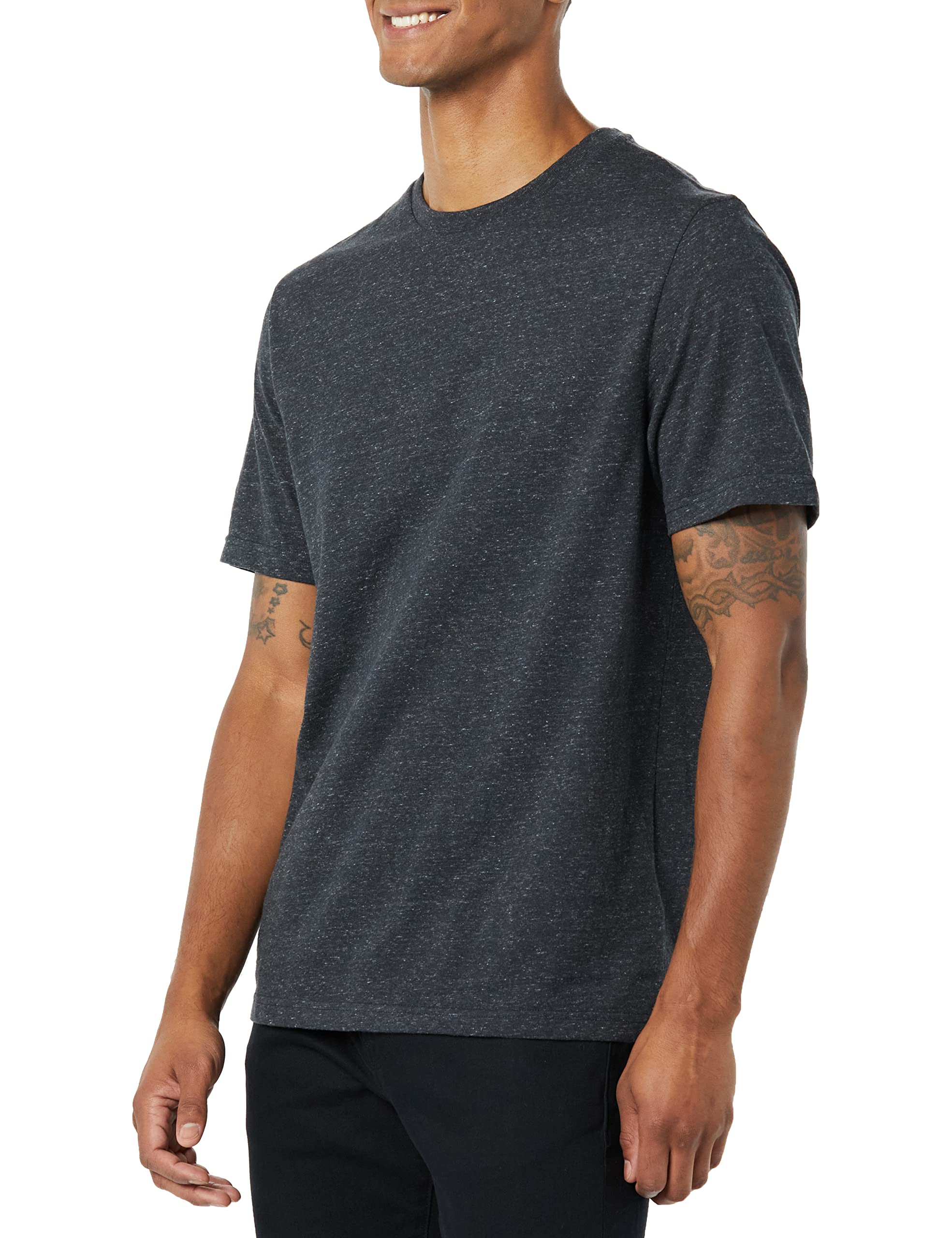 Amazon Essentials Men's Regular-Fit Short-Sleeve Crewneck T-Shirt, Pack of 2, Black/Charcoal Heather, X-Large