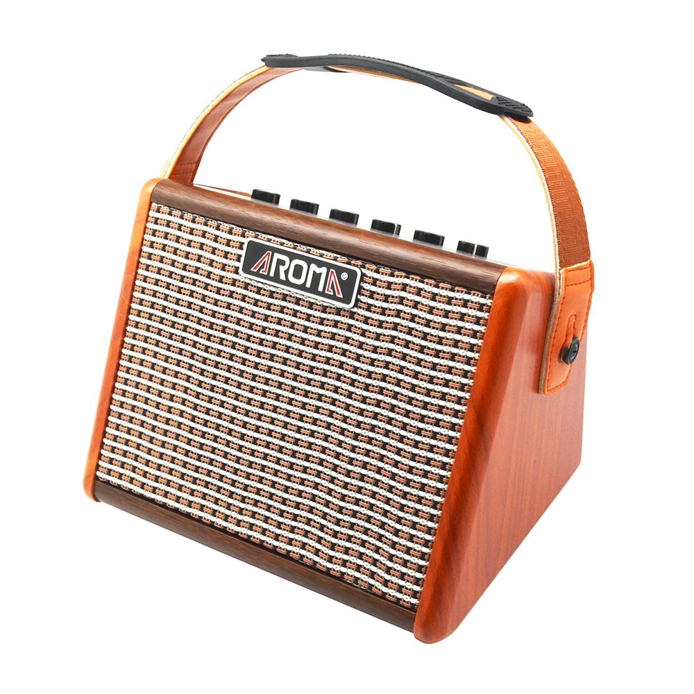 Aroma Guitar Amplifier, 15 Watt Portable Electric Guitar Amp 5 inch Speaker Bluetooth Acoustic Rechargeable Guitar Amplifier