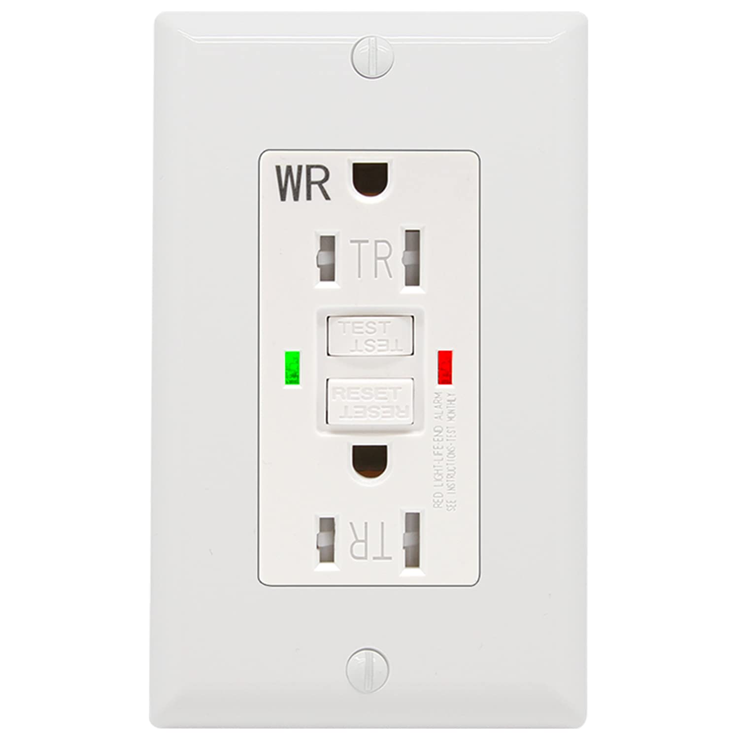 ANKO GFCI Outlet 15 Amp, Tamper-Resistant, Weather Resistant Receptacle Indoor or Outdoor Use, 2 LED Indicator with Decor Wall Plates and Screws, White