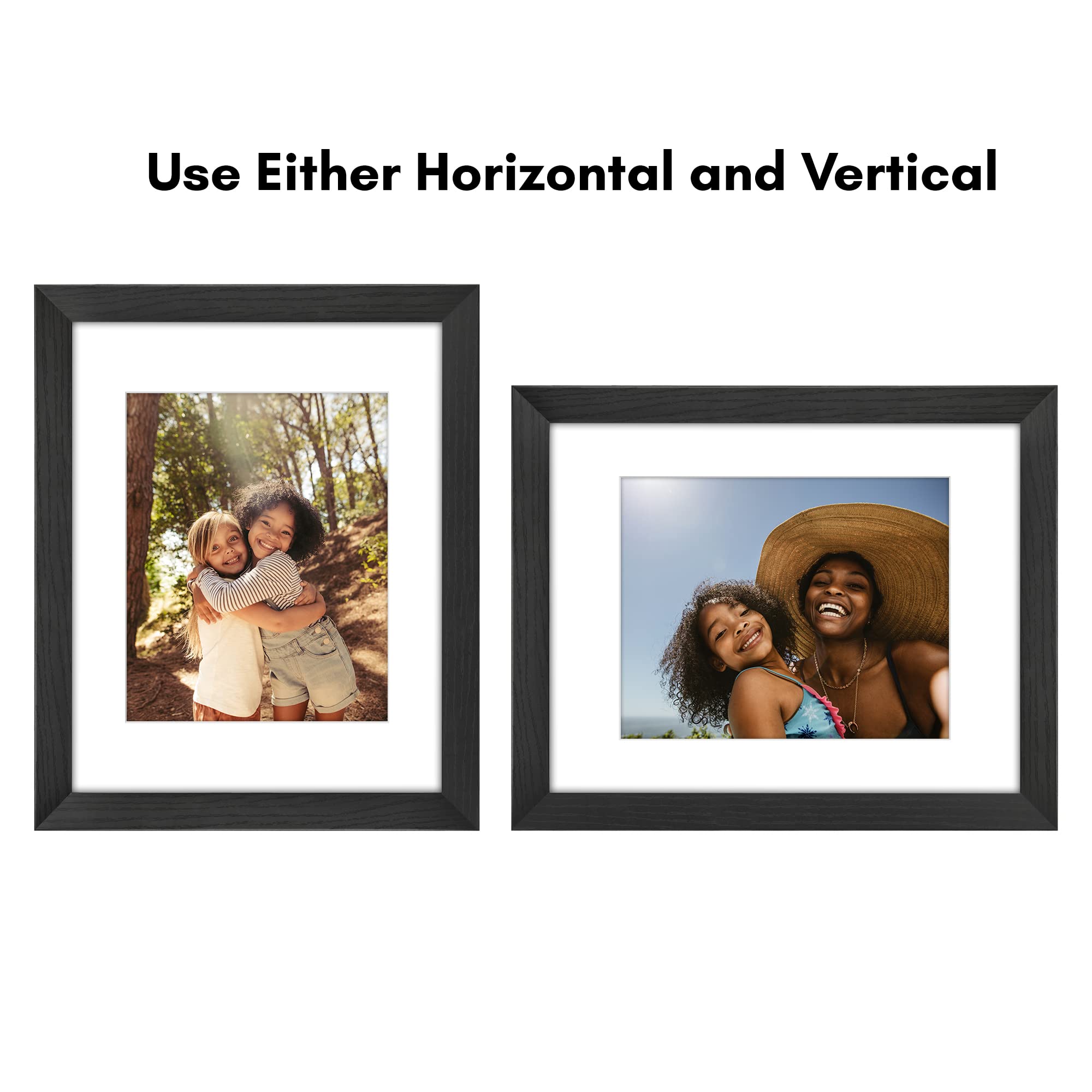 Americanflat 11x14 Picture Frame with Shatter-Resistant Glass - Use as 8x10 Frame with Mat or 11x14 Frame Without Mat - Hudson Collection - Wide Photo Frame for Wall display - Black
