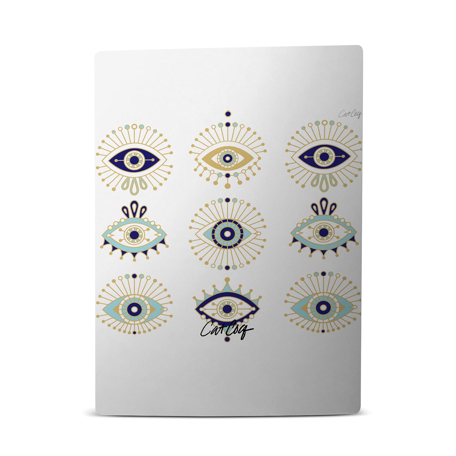 Head Case Designs Officially Licensed Cat Coquillette Blue Gold Art Mix Vinyl Faceplate Sticker Gaming Skin Decal Cover Compatible With Sony PlayStation 5 PS5 Disc Edition Console