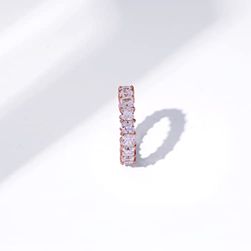 Amazon Essentials Rose Gold-Plated Sterling Silver Infinite Elements Cubic Zirconia Princess Eternity Band Ring, Size 7, (previously Amazon Collection)