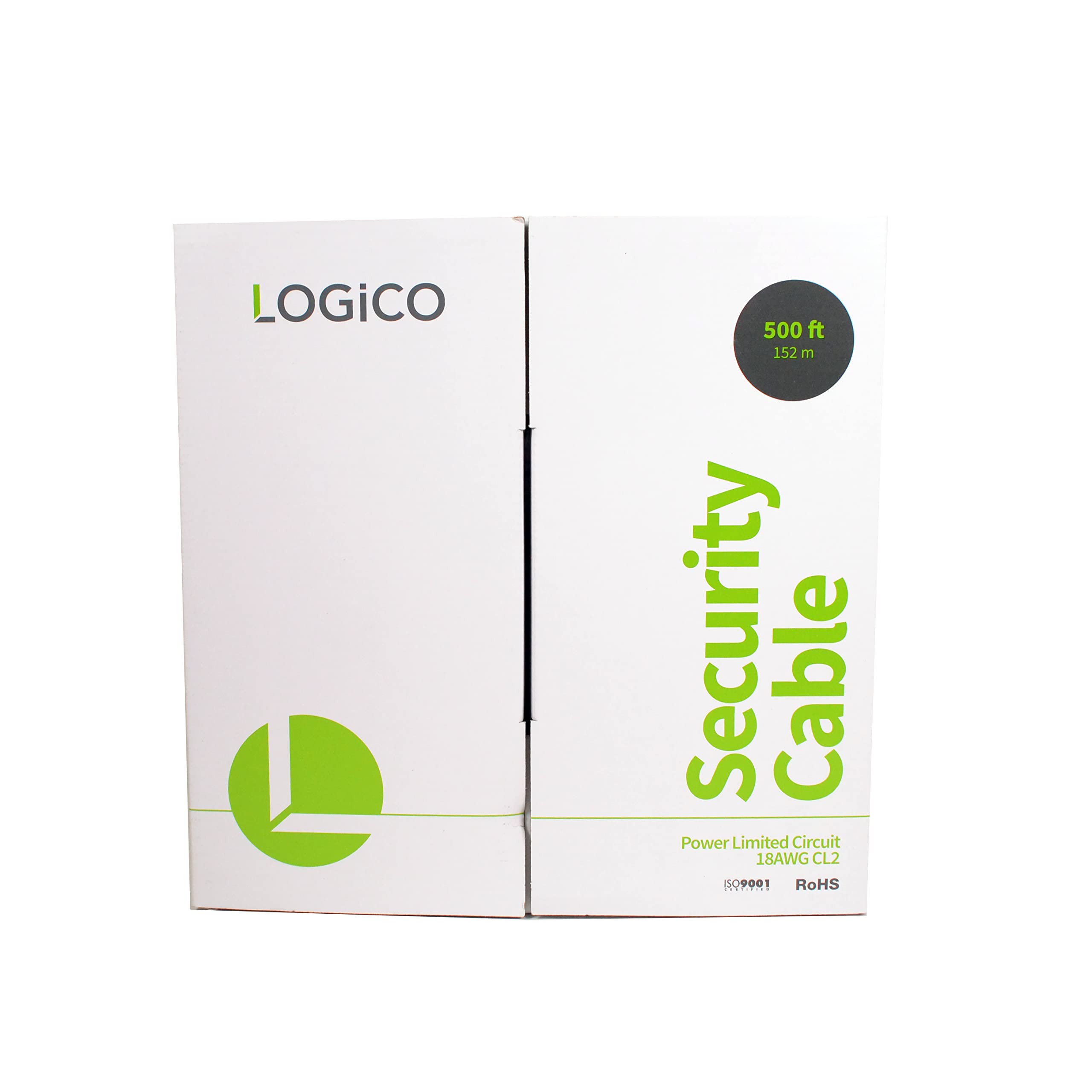 LOGICO Security Burglar Alarm 18/4 Control Cable 500FT Stranded White 500' Speaker Wire