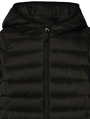 Amazon Essentials Girls' Lightweight Water-Resistant Packable Hooded Puffer Jacket, Black, Small
