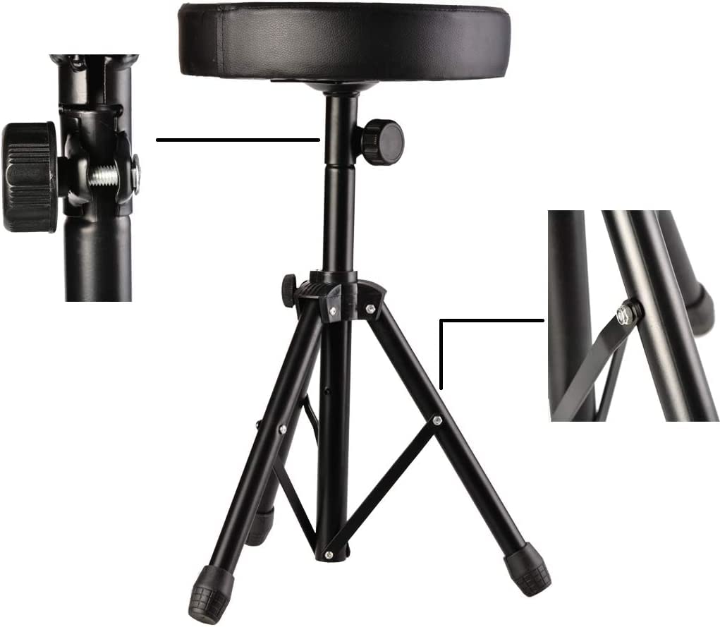 Anfan Universal Drum Throne Adjustable Padded Drum Stool with Anti-Slip Feet for Adults and Kids