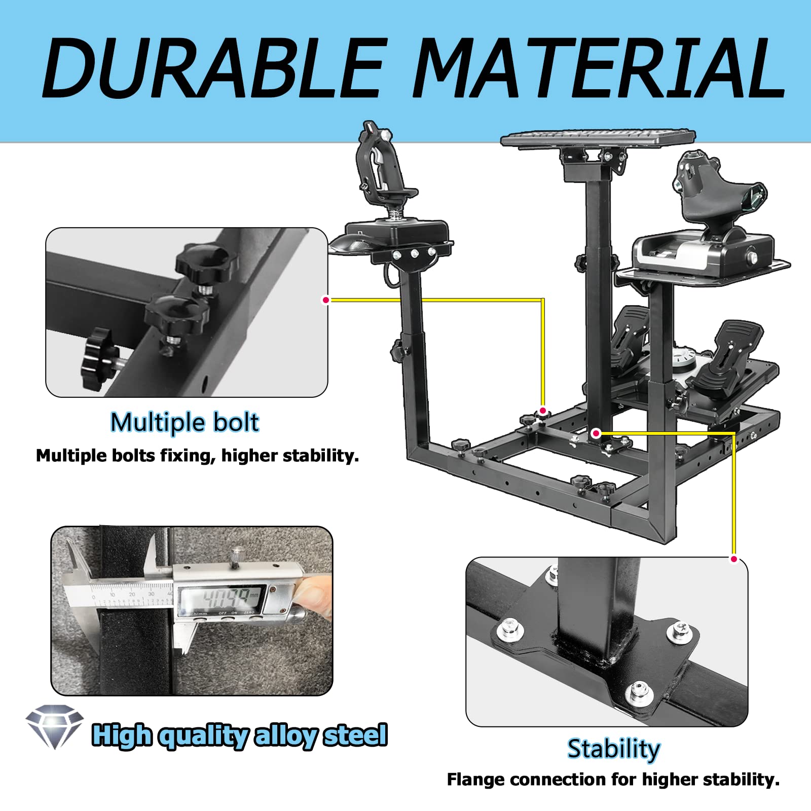 Anman Flight Racing simulator cockpit Wheel Stand Dual-Purpose Fit for Logitech Shifter Joystick Pedals,Thrustmaster/Hotas Warthog, Only Include Flight Joystick Mount Three Sizes Shift Lever Panels