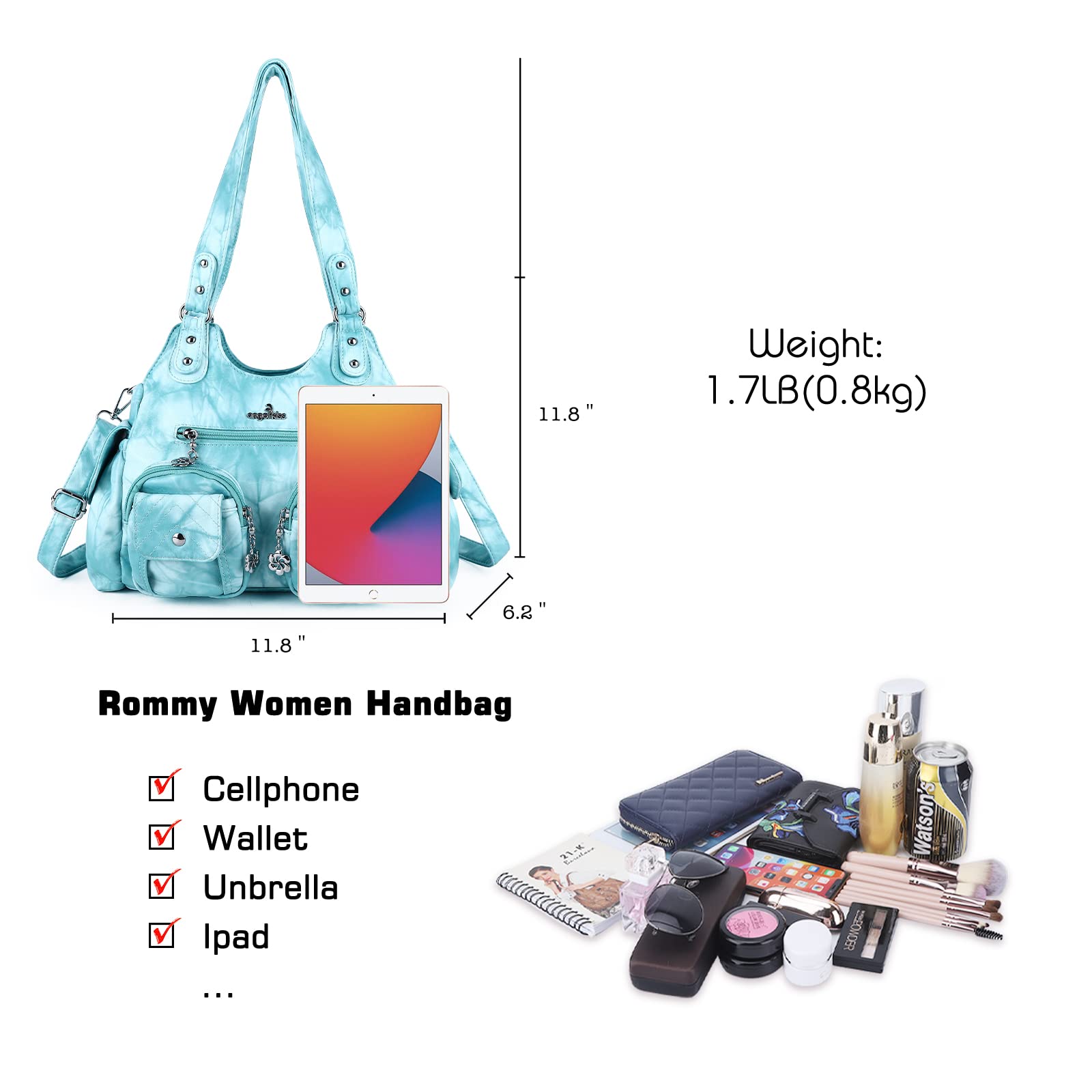 Angel Kiss Handbags for Women Hobo Bags for Large Tote Bag Soft PU Leather Multi-Pocket Shoulder Bag Top Handle Handbag