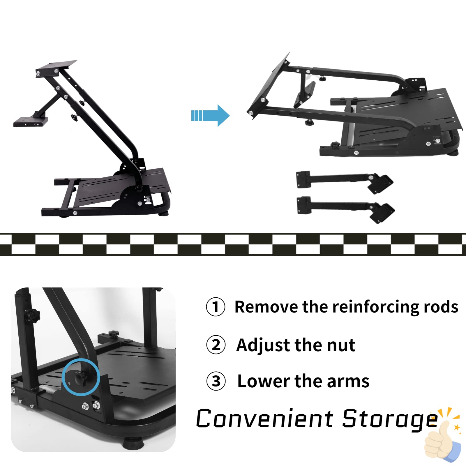 Anman G25 Racing Simulator Cockpit Stand Fit for Logitech PRO G27 G29 G920,Fanatec,Thrustmaster T500RS T300RS Adjustable Foldable Height Gaming Steering Wheel Shifter Mount NO Steering wheel and pedal