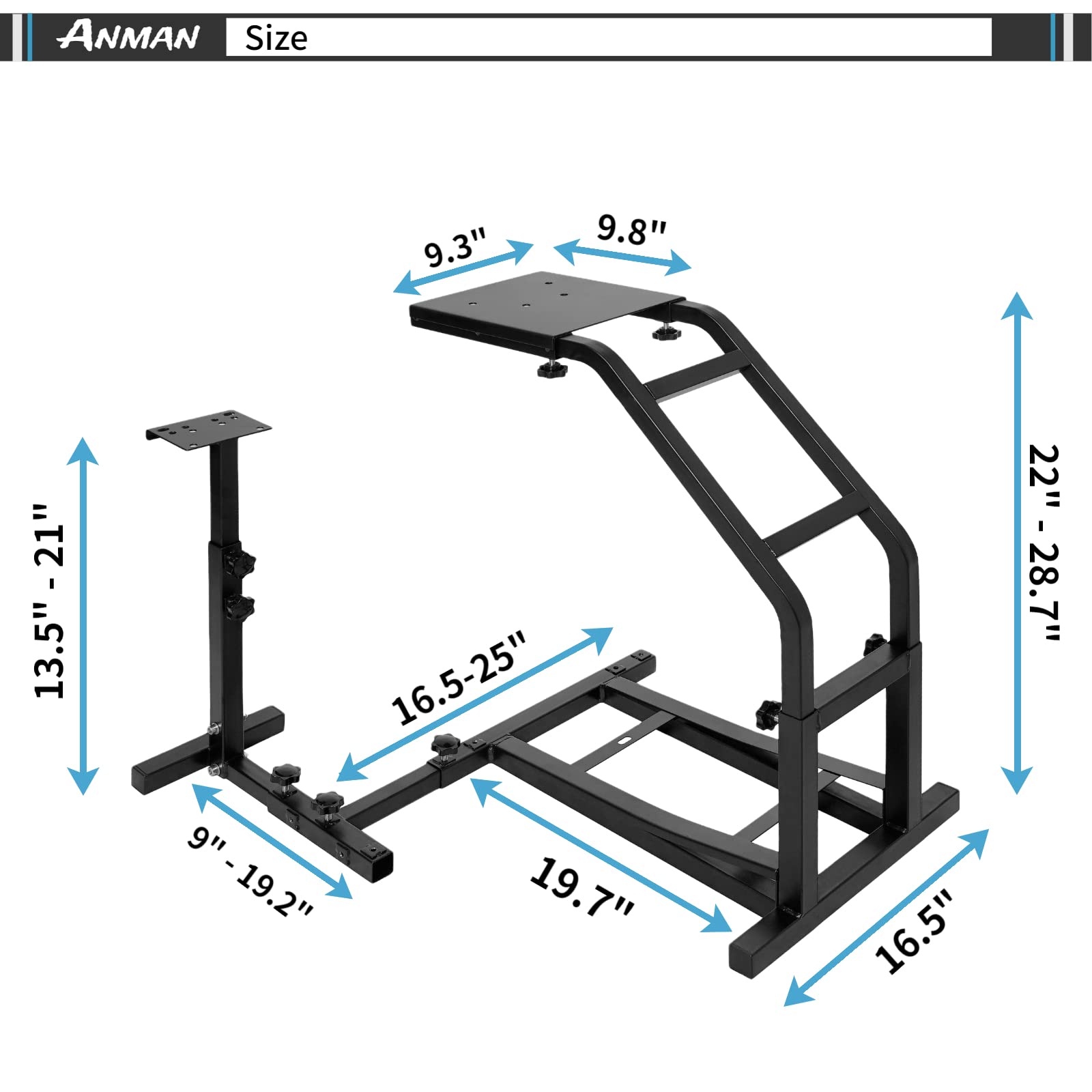 Anman G29 Racing Steering Wheel stand with Shifter Mount Fit for Logitech G27/G920/G923 Height and Angle Adjustable Racing Simulator Mount Foldable Racing Steering Wheel Shifter Pedals NOT Included