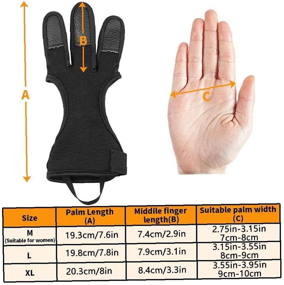 Archery Gloves Finger Protector Arrow Bow Three Finger Recurve Protective Gear Accessories Black for Adult Beginner M jiangyu1994 (Size : M)