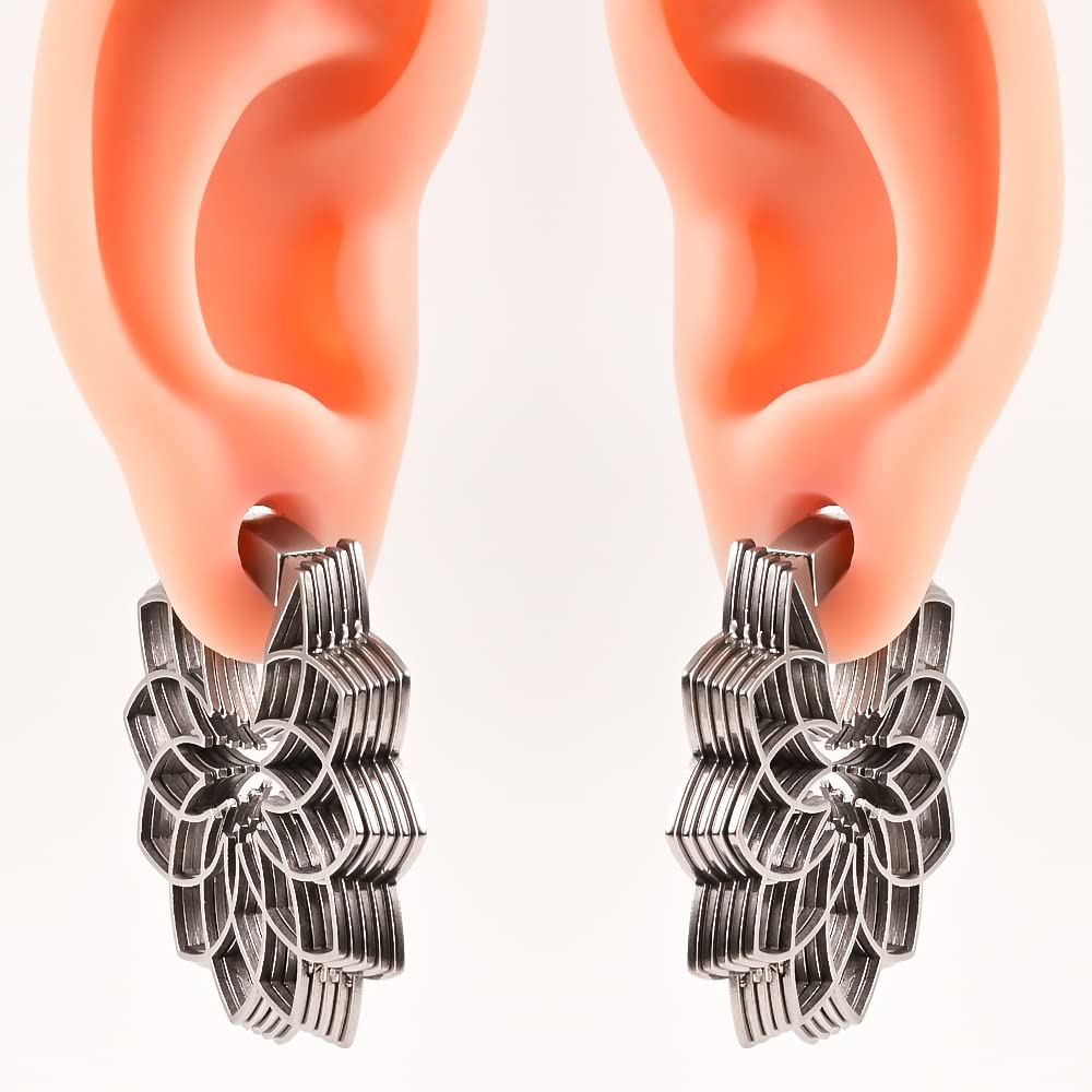 Atomhole 2PCS Ear Gauges Ear Hangers Weights for Stretched Ears Plugs Body Piercing Tunnels 316 Stainless Steel Hypoallergenic Body Jewelry (For Lobe in 2G (6mm) or Larger, Silver)