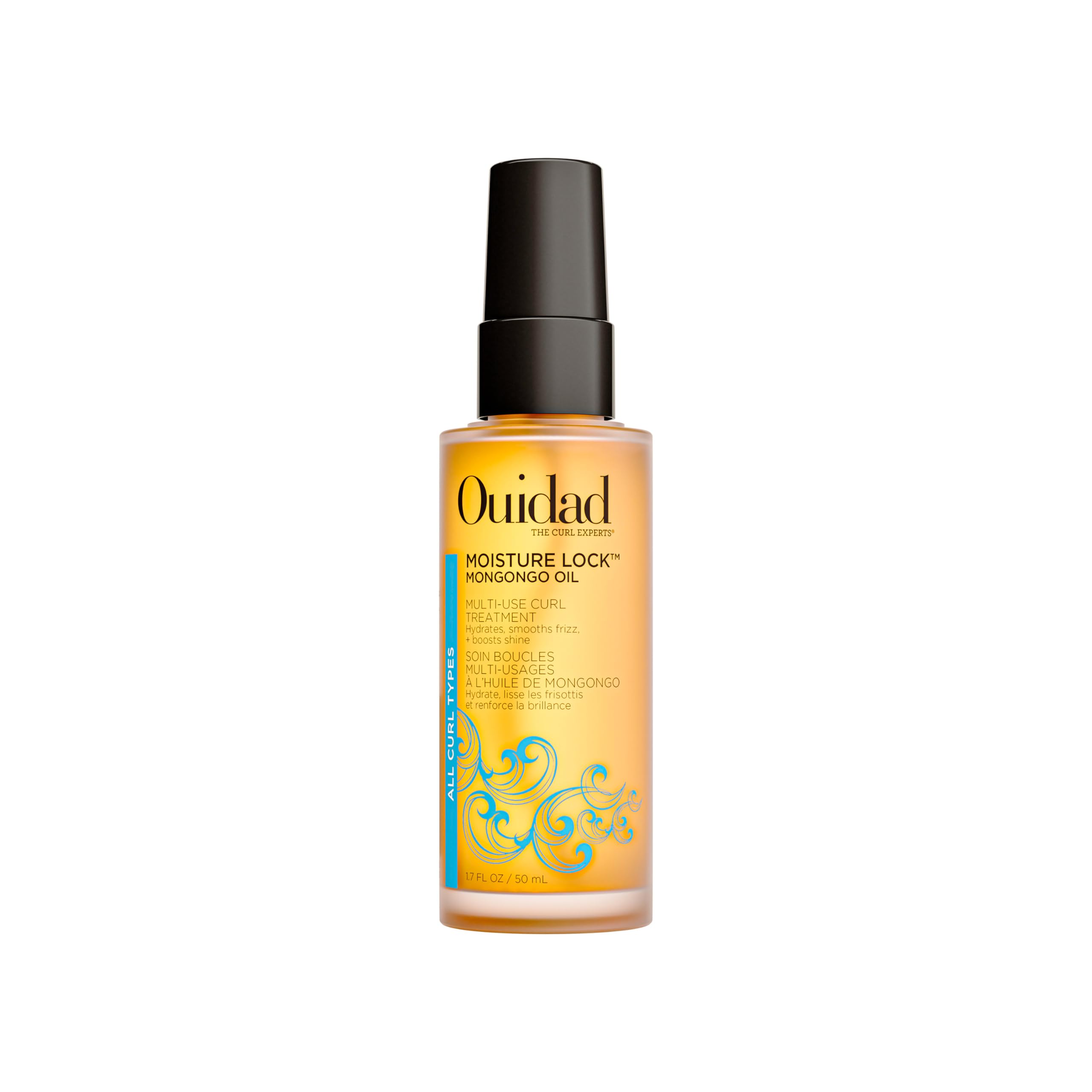 Ouidad Moisture Lock Mongongo Hair Oil for Curly Hair, 1.7 fl oz, Multi-Use Leave-In Hair Treatment, Fast-Absorbing Elixir, Hydrates, Smoothes, Strengthens & Restores Natural Luster, All Curl Types