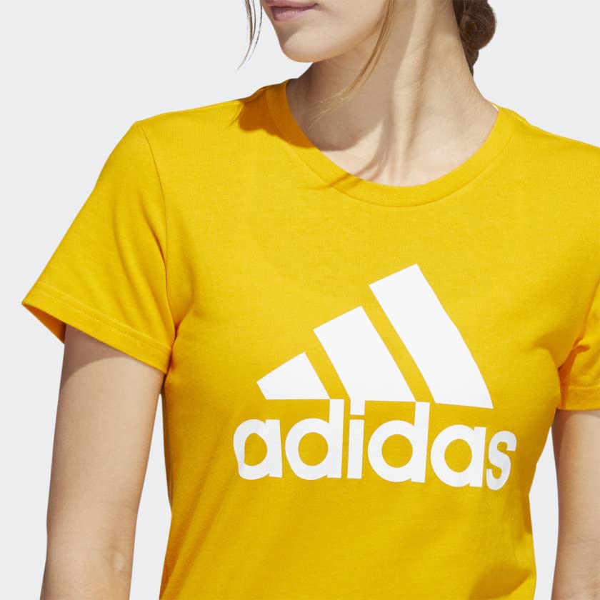 adidas Amplifier Short Sleeve Badge of Sport Tee Women's, Yellow, Size S