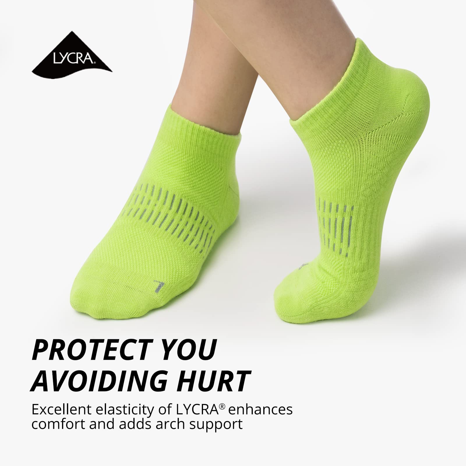 AKASO Ankle Athletic Running Socks - Coolmax Moisture Wicking Anti-Odor Low Cut Socks for Walking Sport Men Women, 2 Pack (Neon Yellow, L)