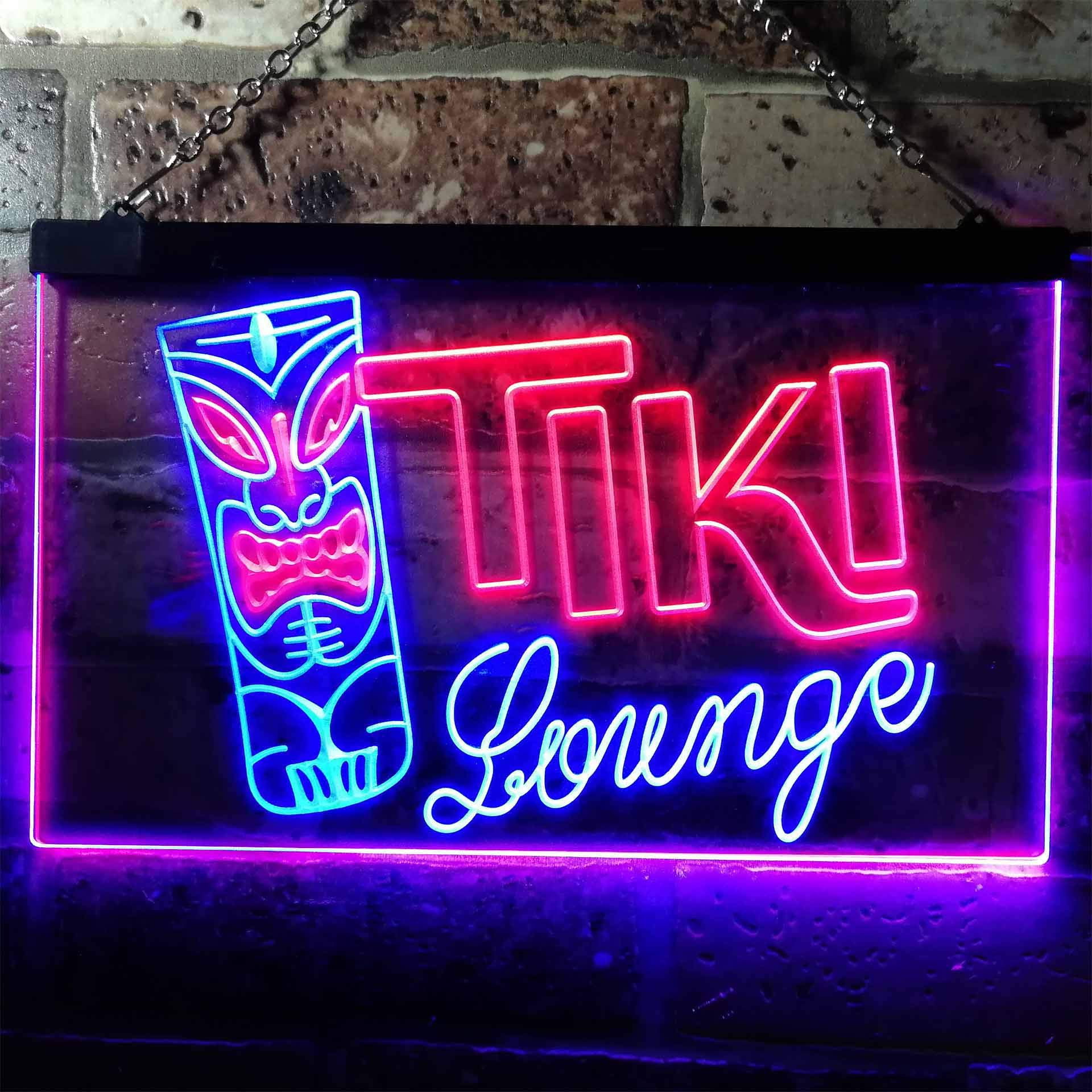 ADVPRO Tiki Lounge Bar Mask Beer Ale Pub Dual Color LED Neon Sign Blue & Red 24" x 16" st6s64-s0002-br