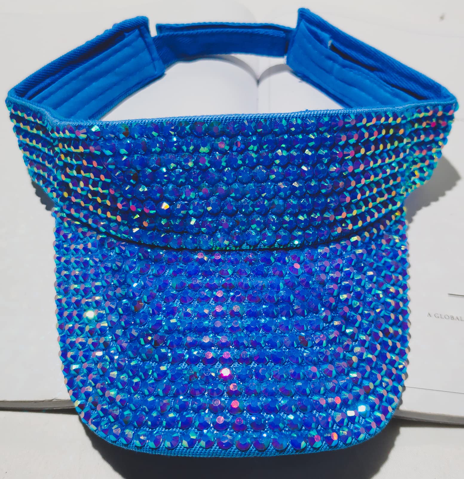ASUITOFK Bling Rhinestone Sport Sun Visor Hats Adjustable Summer Cap Visor Caps for Men and Women Outdoor Hat Blue