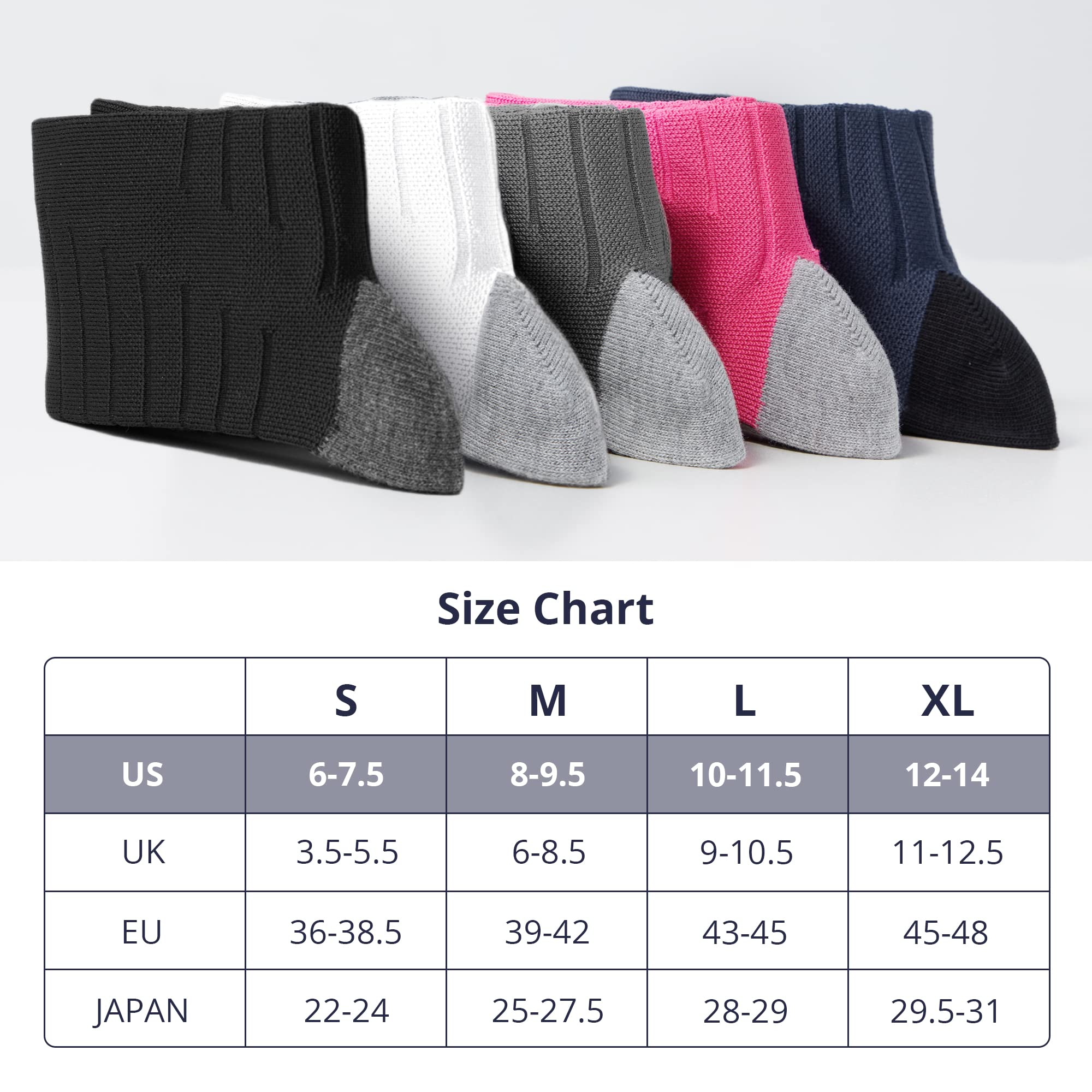 AKASO 2 Pairs Ultralight Running Socks, Crew Coolmax Cotton Athletic Sport Quarter Hiking & Running Socks for Men & Women(White L)