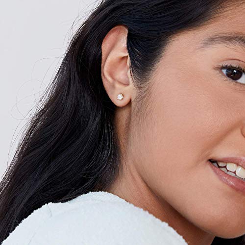 AllenCOCO 925 Silver Stud Earrings with Screw Back, Round cut Cubic Zirconia Solitaire Studs With Gift Box
