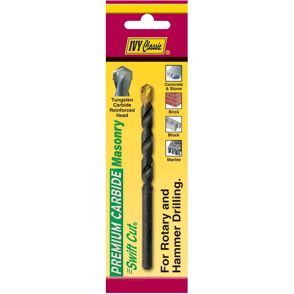 IVY Classic 10221 5/16 x 6-Inch Premium Carbide Masonry Drill Bit, 1/Card