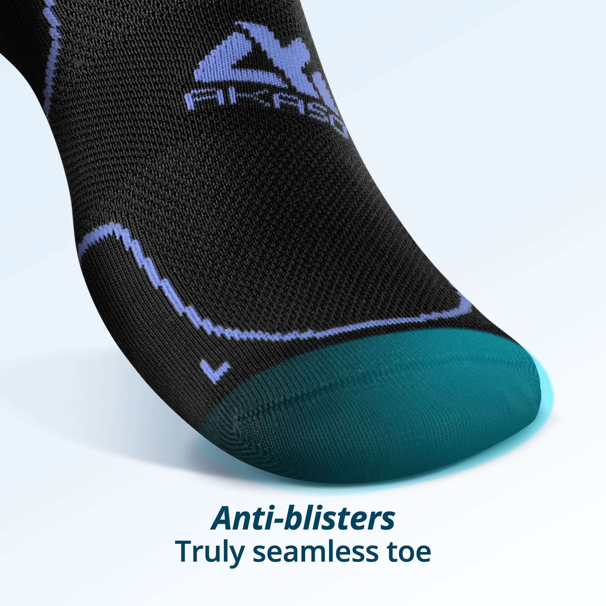 AKASO Anti-Odor Ankle Running Socks, Silver Fiber Low Cut Athletic Socks for Men and Women - 2 Pack (Black, L)