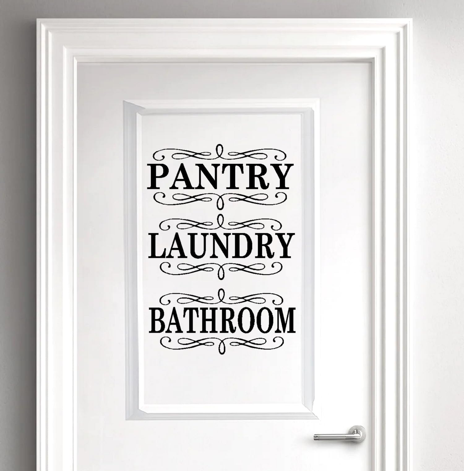 BERRYZILLA Pantry Laundry Bathroom Decal Set for toilettes Restroom Closet Door Wall Art Decor Vinyl Lettering Sticker